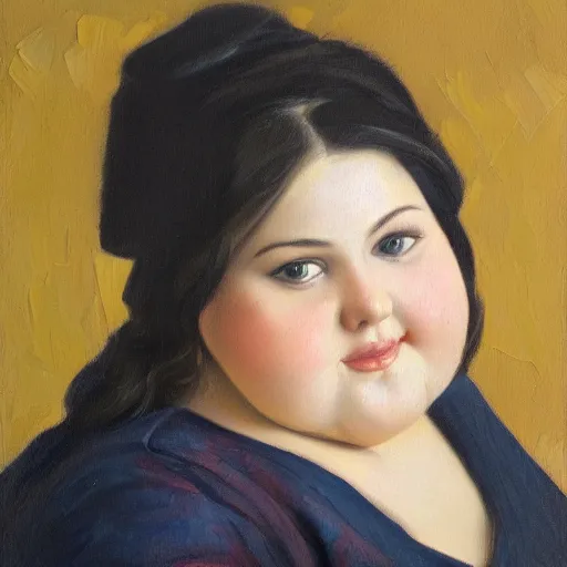 A portrait of a chubby beautiful woman, oil painting, | Stable Diffusion