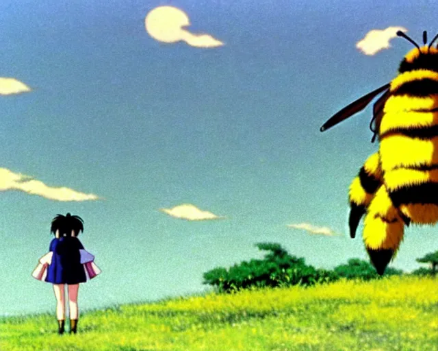 anime fine details still of a giant anthro bumble bee, | Stable ...