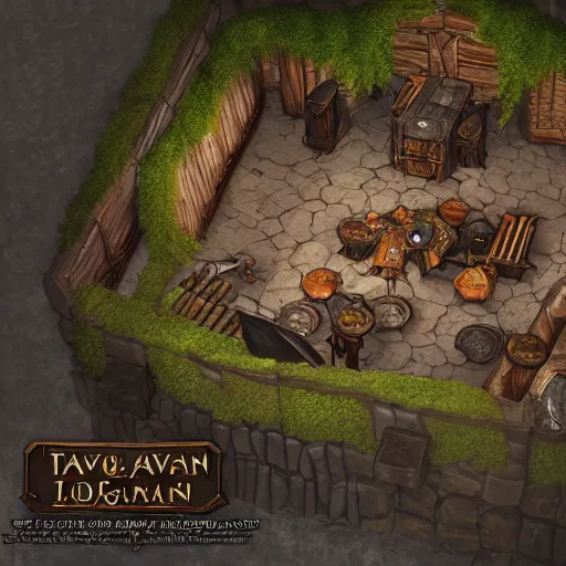 D&D tabletop game map of tavern interior from | Stable Diffusion