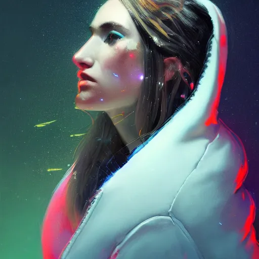 detailed side profile portrait Neon Girl, vintage | Stable Diffusion ...