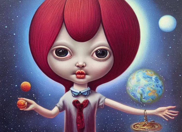 a cute alien girl holds the universe in her hand, an | Stable Diffusion ...