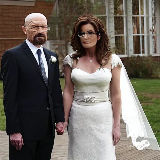 Walter White and Sarah Palin getting married, 8k, very | Stable Diffusion