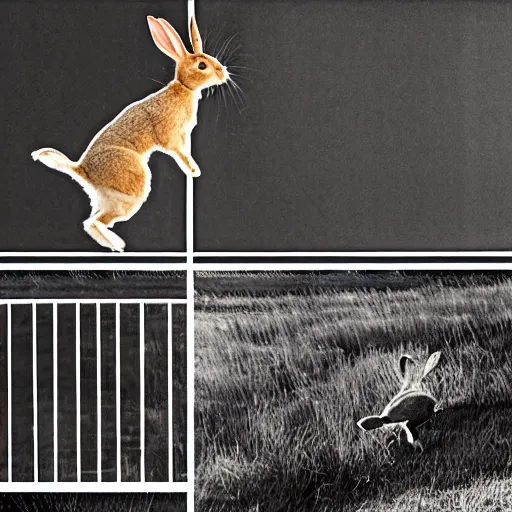 a rabbit jumping up over a fence, film strip reel | Stable Diffusion ...
