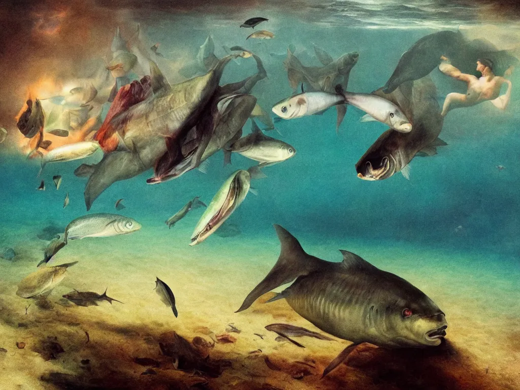 kanye - west!!! with fish body swimming in the ocean, | Stable ...