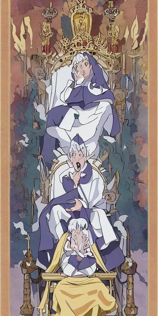 the pope sitting on a throne of ice drawn by studio | Stable Diffusion ...