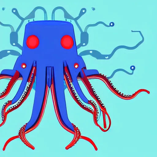 cyborg robot electric octopus, digital art, minimal | Stable Diffusion ...