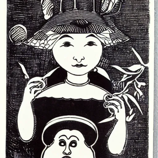 Jollibee, portrait, b&w, woodblock print, by Aubrey | Stable Diffusion ...