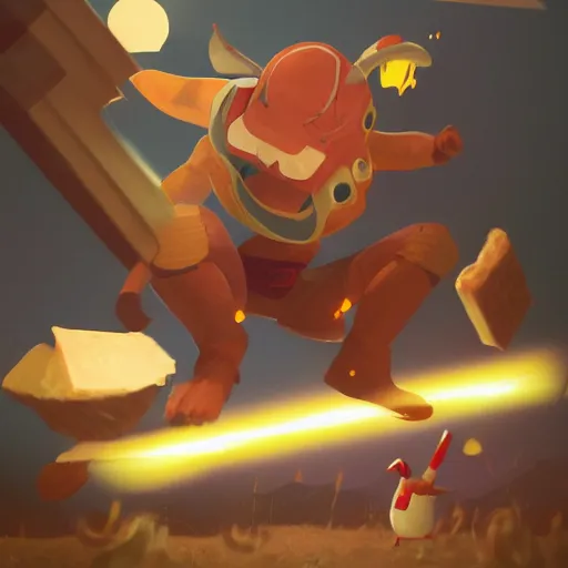 portrait of mr viking cinnamon toast in a battle pose, | Stable Diffusion