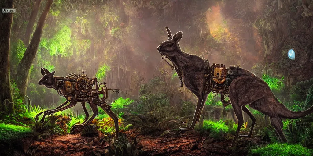 magnificent mechanical steampunk kangaroo looking | Stable Diffusion ...