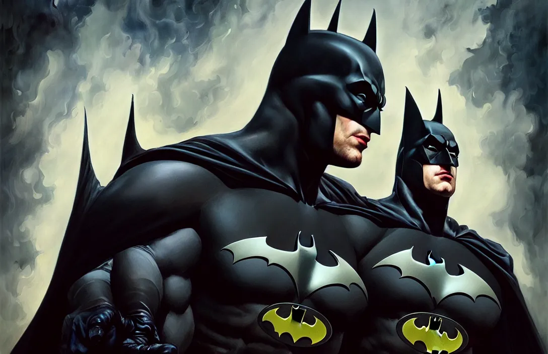 a portrait of batman standing with the batmobile by | Stable Diffusion ...