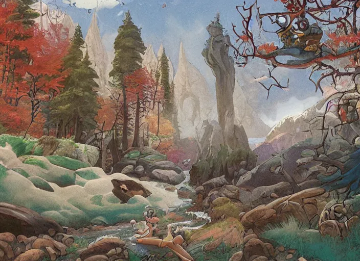 matte sharp painting, a river running past a cozy | Stable Diffusion ...