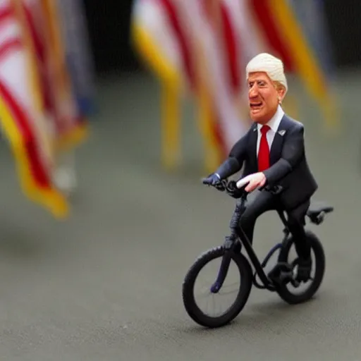 donald trump riding a bike, claymation, very detailed, | Stable Diffusion
