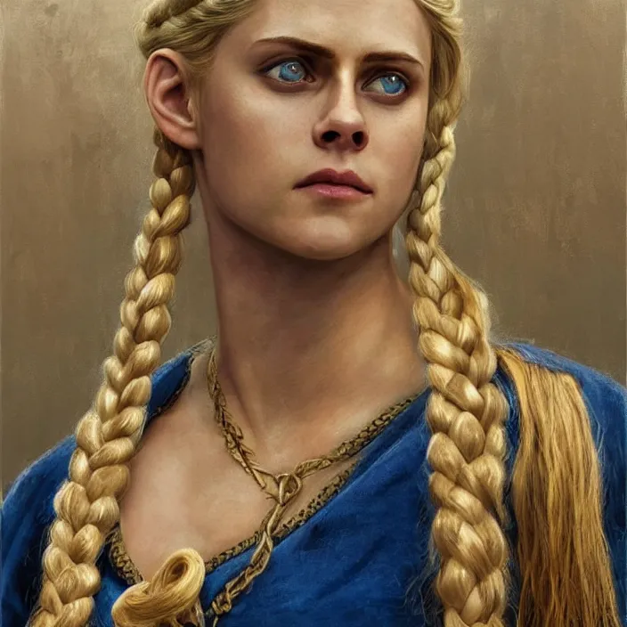 Portrait blonde braid young valkyrie shieldmaiden | Stable Diffusion ...