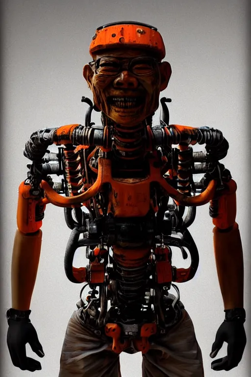 hyperrealistic grungy exoskeleton!! smiling chinese | Stable Diffusion ...