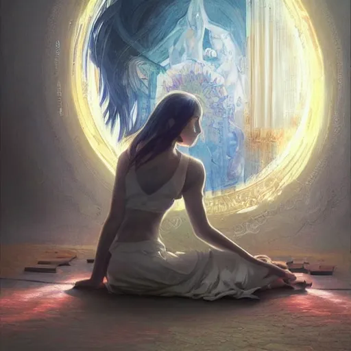 Art station concept of a beautiful girl kneeling in | Stable Diffusion | OpenArt