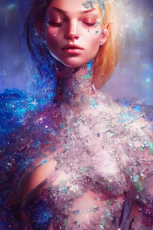 torso closeup model wearing crystallized dress, | Stable Diffusion | OpenArt