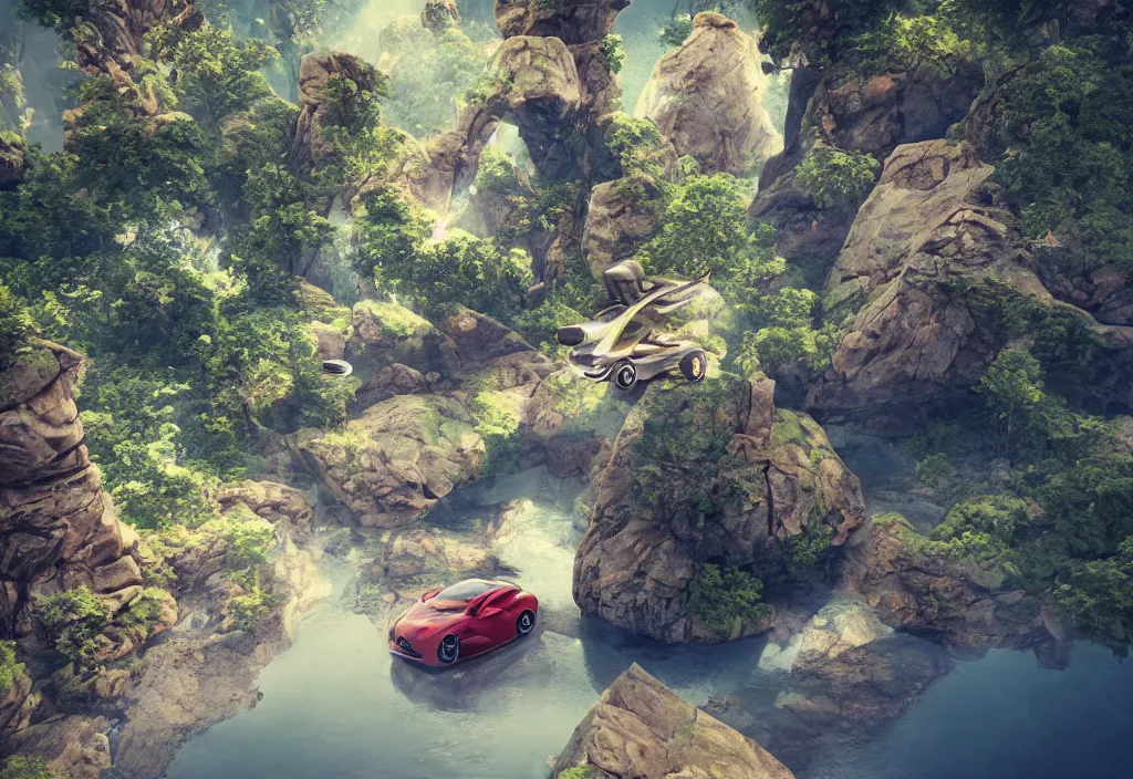 magic wonderful new world with amazing landscape rocks | Stable ...