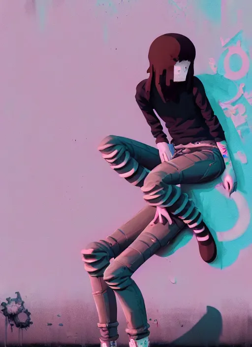 highly detailed matte painting, of punk girl sitting | Stable Diffusion ...