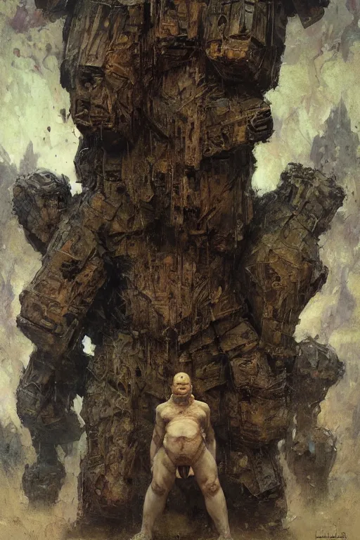 evil priests awake a giant golem, dynamic, painted by | Stable ...