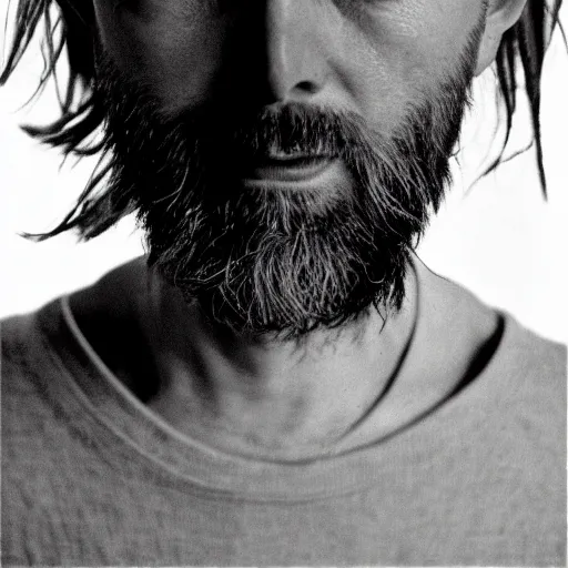 Thom Yorke singer songwriter long beard, a photo by | Stable Diffusion | OpenArt