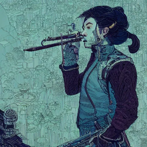 portrait of a bard, standing, Borderlands and by Feng | Stable ...