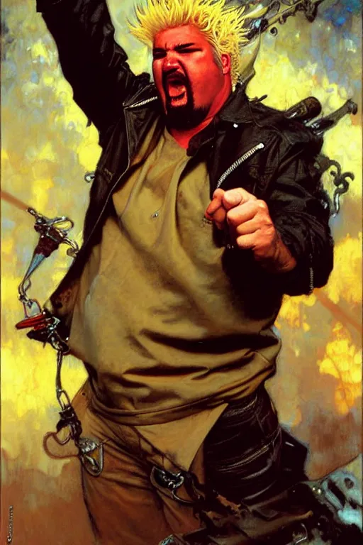guy fieri angry, enraged, painting by'phil hale '!!! | Stable Diffusion ...