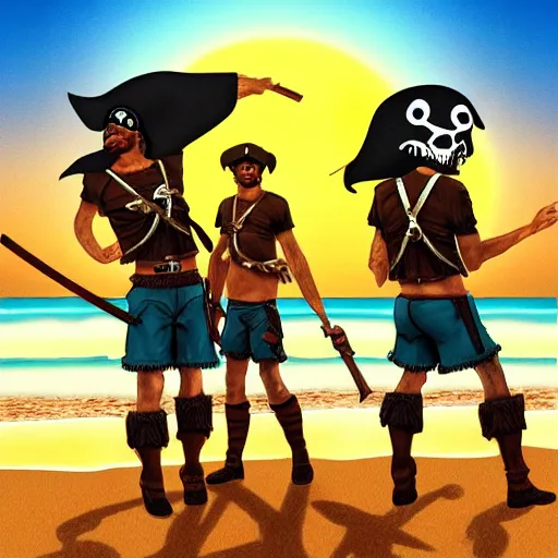 Pirates depressed, looking for treasure on the beach | Stable Diffusion ...