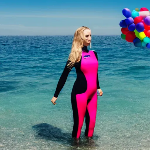 woman in wetsuit with balloon body | Stable Diffusion