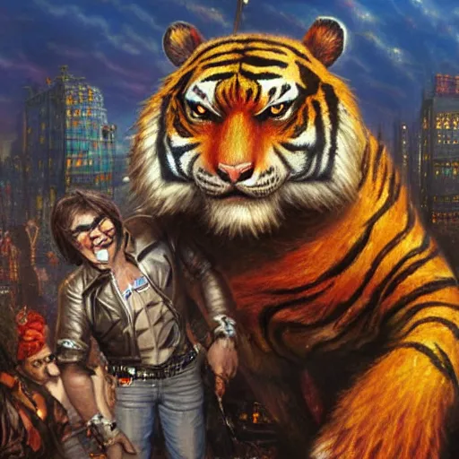 anthropomorphic Tiger man in leather clothes ,pride | Stable Diffusion