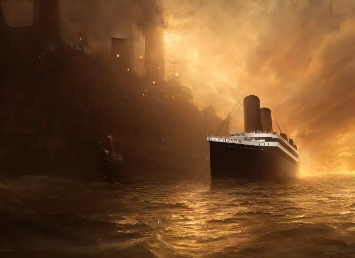 The sinking of the Titanic, digital painting, | Stable Diffusion | OpenArt