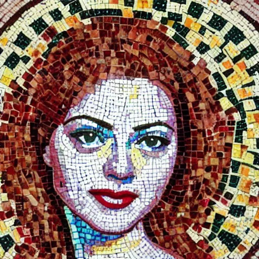 greek mosaic made of colorful pebbles depicting emma | Stable Diffusion ...