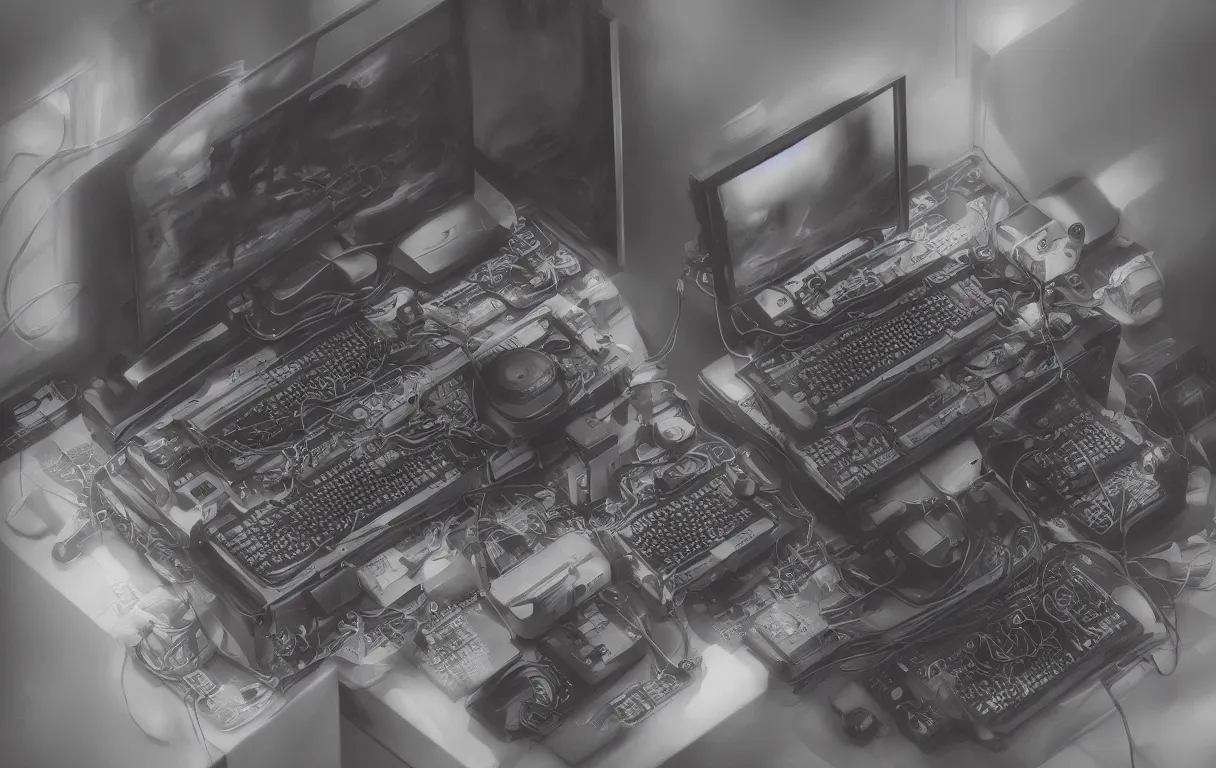 the insides of a dreamy computer composition by mia | Stable Diffusion