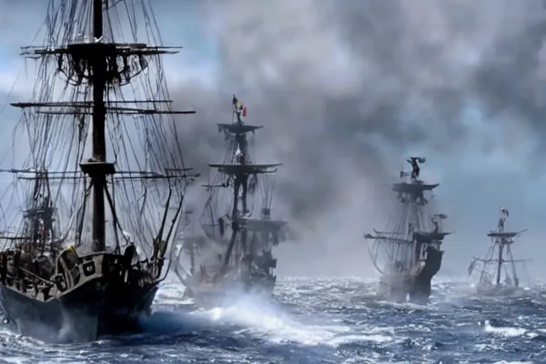 vfx movie pirate ships firing canons 8 5 mm by | Stable Diffusion | OpenArt