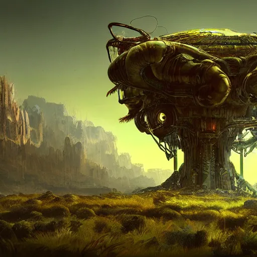 overgrown alien organic skyline cryengine render by | Stable Diffusion