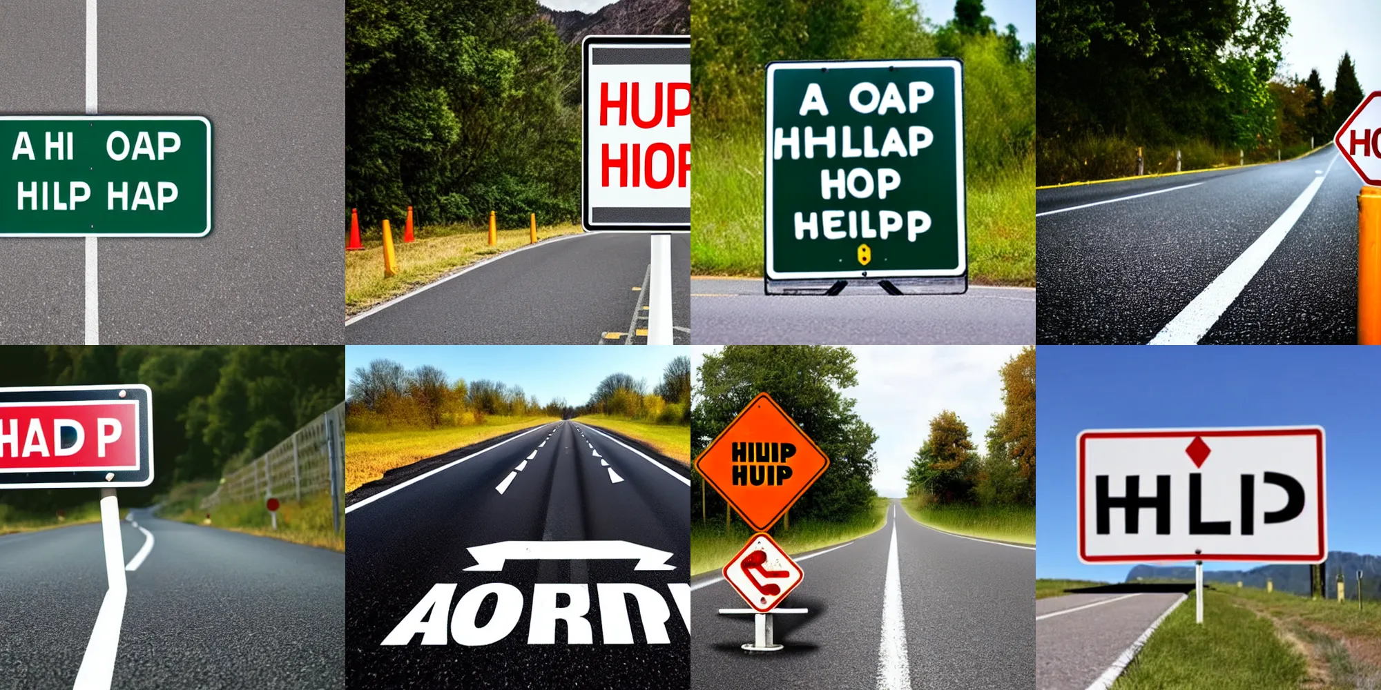 a road sign with help written on it | Stable Diffusion | OpenArt