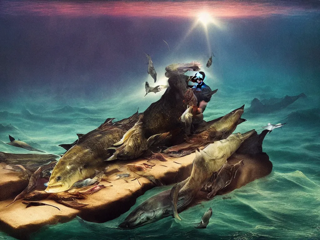 kanye - west!!! with fish body swimming in the ocean, | Stable ...