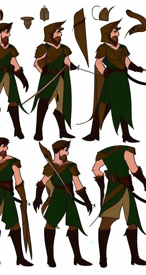 a concept art character sheet of robin Hood | Stable Diffusion | OpenArt