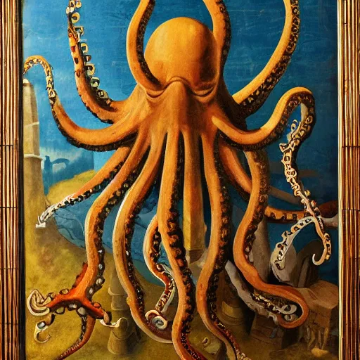 giant octopus, medieval painting, highly detailed | Stable Diffusion ...