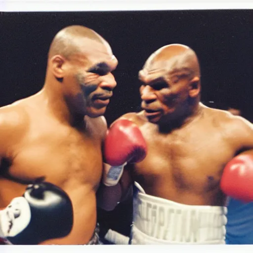 polaroid of mike tyson throwing a punch, in boxing ring | Stable ...
