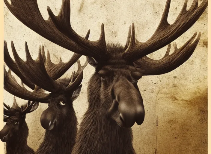 three anthropomorphic moose in the back of a pickup | Stable Diffusion ...