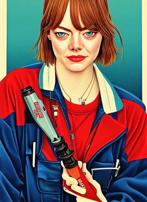 realistic portrait of emma stone as a mechanic, with | Stable Diffusion ...