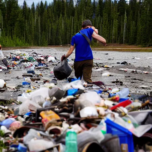 angry canadians throwing trash over the us - canadian | Stable Diffusion