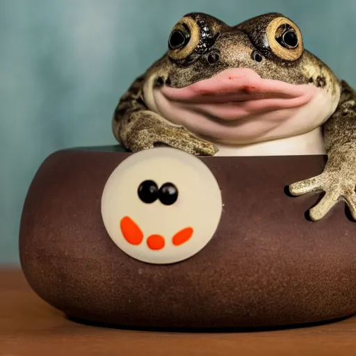 cinematic photo of a taxidermized fat wet toad held by | Stable ...