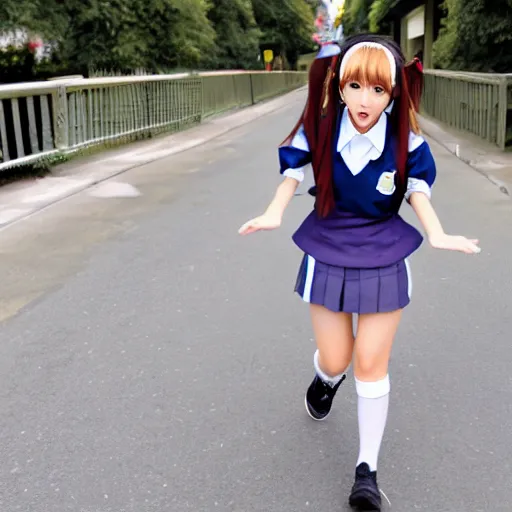 super chibi moe anime girl running down the street | Stable Diffusion ...