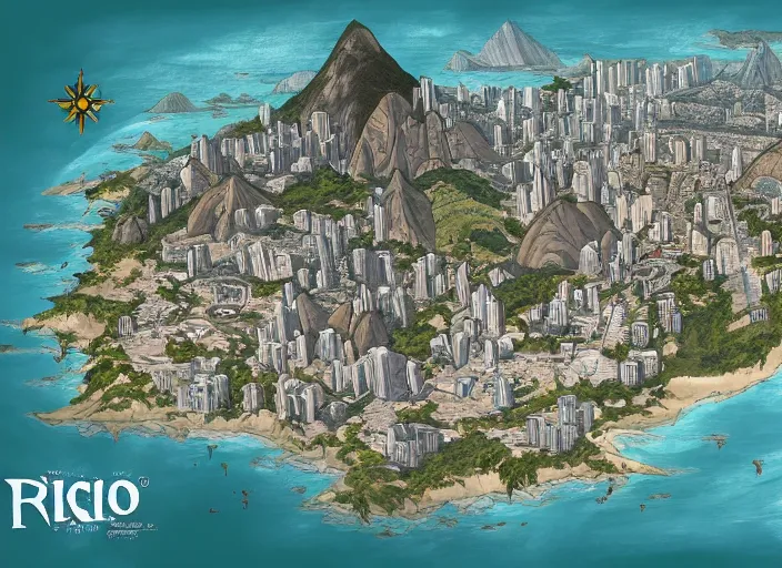 map painting of rio de janeiro as a dungeons and | Stable Diffusion ...