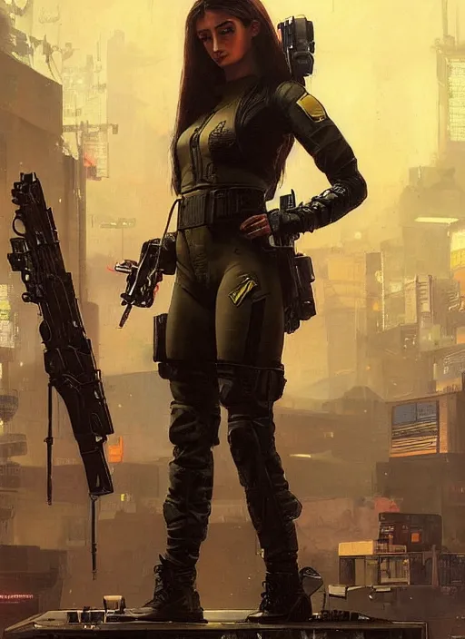 Nikki. beautiful cyberpunk female USN marine wearing a | Stable ...