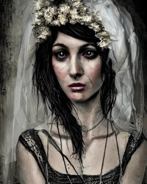 portrait of a desperate looking bride, southern gothic | Stable ...