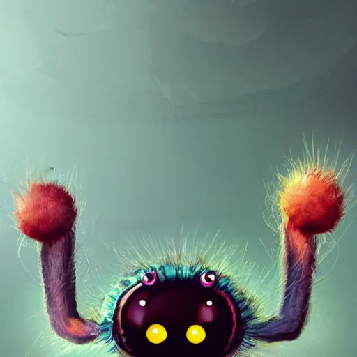 cute pastele fluffy spider with huge eyes inside the | Stable Diffusion ...