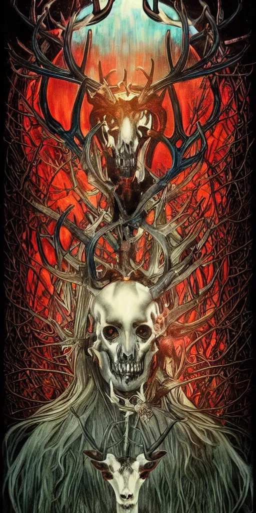 intense glowing black metal pagan god with antlers and | Stable ...