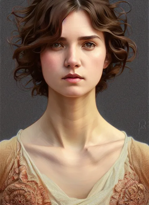 symmetrical, full body portrait of a woman with short | Stable ...